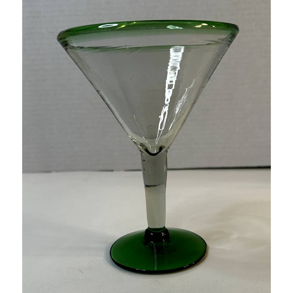 No Brand | Dining | Mexican Recycled Hand Blown Green Rim Base 2oz ...
